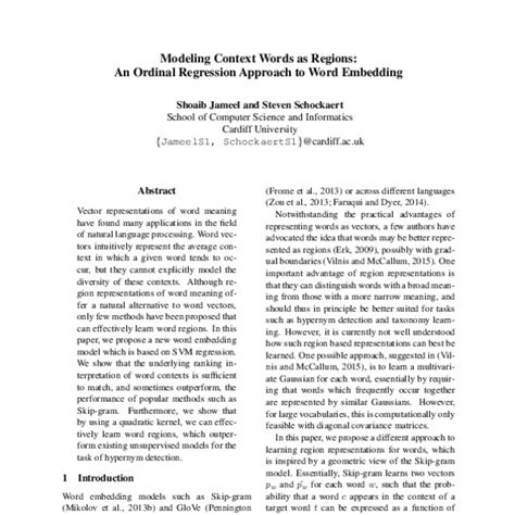 Modeling Context Words As Regions An Ordinal Regression Approach To
