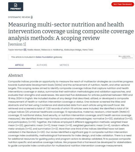 Measuring Multi Sector Nutrition And Health Intervention Coverage Using