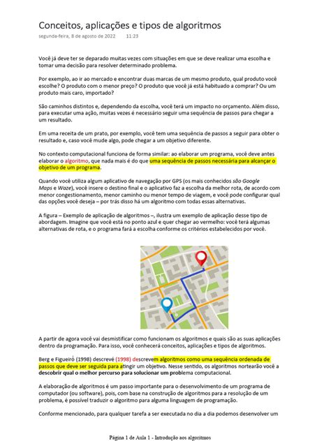 Conceitos Aplicações E Tipos De Algoritmos Pdf Algoritmos Programas