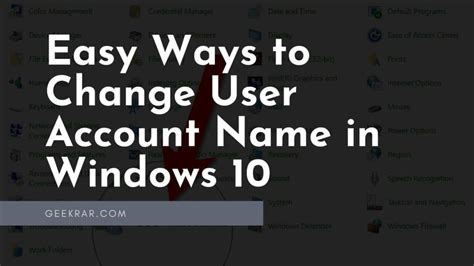 Easy Ways To Change User Account Name In Windows GEEKrar