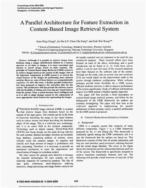 Pdf A Parallel Architecture For Feature Extraction In Content Based