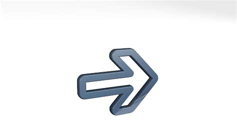 두 개의 조명으로 화살표 두꺼운 오른쪽 캐스팅 그림자 부드러운 질감의 흰색 배경 위에 금속 조각의 3d 그림 아이콘 및 디자인 2차 도형에 대한 스톡 사진 및 기타 이미지