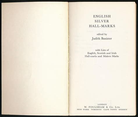 English Silver Hall Marks Including The Marks Of Origin On Scottish