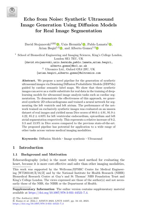 Pdf Echo From Noise Synthetic Ultrasound Image Generation Using