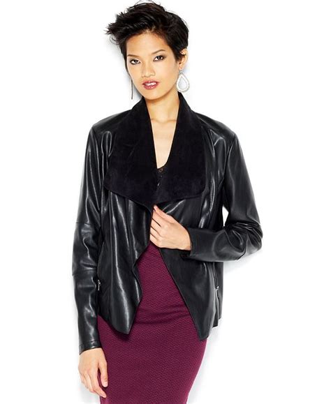 Bar Iii Flyaway Faux Leather Jacket Created For Macys And Reviews