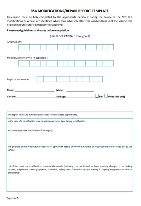 Modification Report Template Free Report Examples