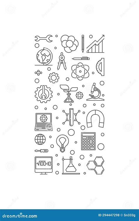 Stem Concept Vertical Minimal Thin Line Banner Science Technology Engineering Math