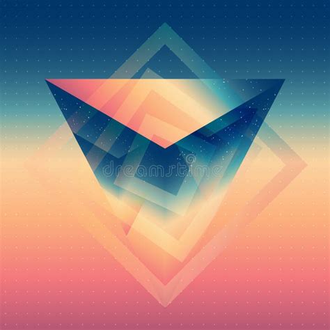 Abstract Isometric Pyramid With The Reflection Of The Environment And Low Poly Triangles On