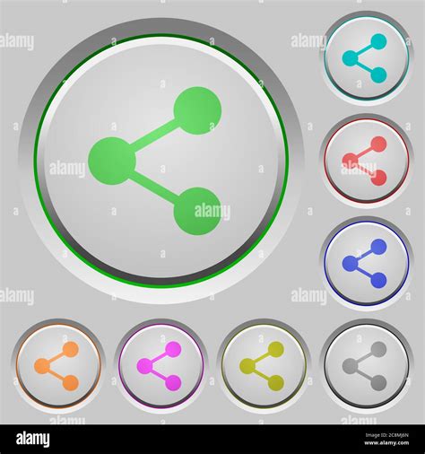 Set Of Share Sunk Push Buttons Well Organized Layer Color Swatch And