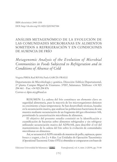 Metagenomic Analysis Of The Evolution Of Microbial Communities In Foods Subjected To