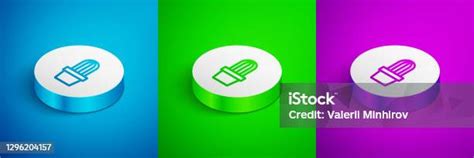 파란색 녹색 및 보라색 배경에 고립 된 냄비 아이콘에서 Isometric 라인 선인장과 즙이 많은 냄비에서 자라는 식물 화분에