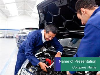 Men Fixing Vehicle PowerPoint Template Backgrounds Google Slides ID
