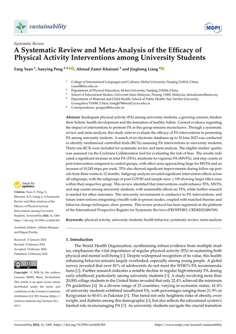 Pdf A Systematic Review And Meta Analysis Of The Efficacy Of Physical Activity Interventions