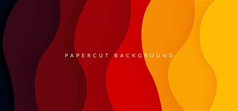 Multi Colored Abstract Red Orange Yellow Colorful Wavy Papercut Overlap Layers Background Eps10