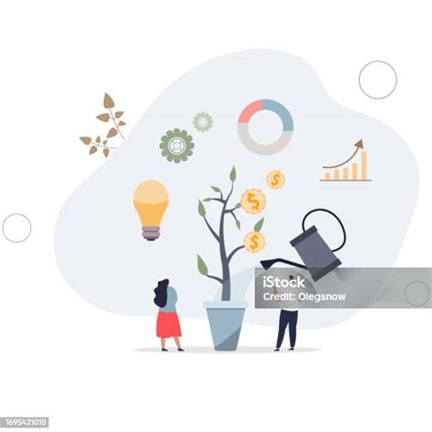 이익 성장과 발전을 통한 사업 계획 전략 금융 후 수익 관리flat 벡터 일러스트레이션 개발에 대한 스톡 벡터 아트 및 기타