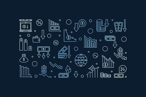 Premium Vector Devaluation Vector Blue Horizontal Banner Currency Depreciation Linaer Illustration