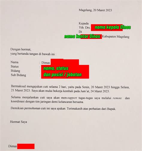 contoh surat permohonan cuti service keliling komputer and jaringan
