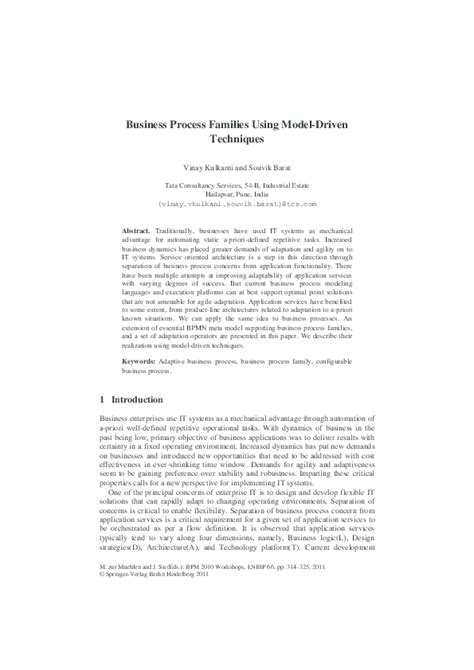 Pdf Business Process Families Using Model Driven Techniques