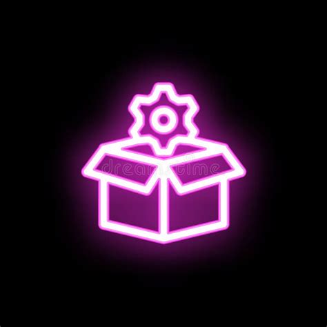 Box Settings Gear Neon Icon Simple Thin Line Outline Vector Of Mix