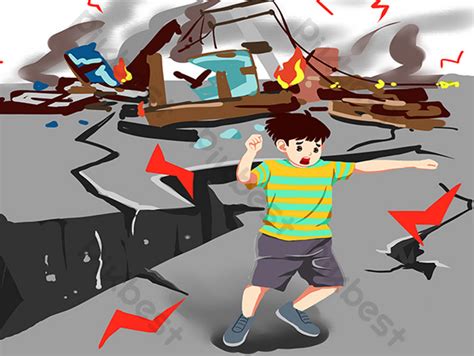 ภาพการ์ตูนมือวาดแผ่นดินไหวเกิดภัยพิบัติทางธรณีวิทยา เทมเพลต แบบ Psd ดาวน์โหลดฟรี Pikbest