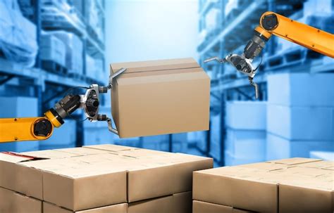 Premium Photo Smart Robot Arm System For Innovative Warehouse And Factory Digital Technology