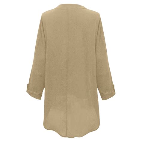 Linen 2024 Tops For Women Low High 3 4 Sleeve Gauze Summer Shirts