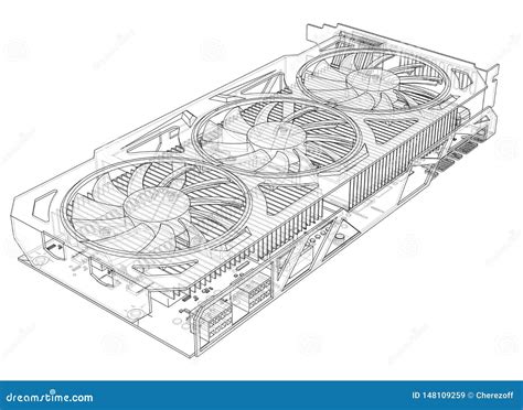Gpu Card Outline Vector Stock Vector Illustration Of Blueprint 148109259