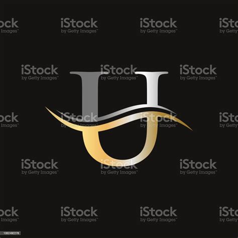 U 로고 골든 컨셉 골든 럭셔리 컬러와 모노그램 디자인의 U 레터 로고 U 편지 초기 고급스러운 로고 템플릿 결정체에 대한 스톡