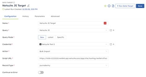 Netsuite Data Targets