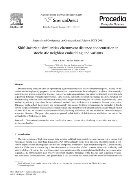 Pdf Shift Invariant Similarities Circumvent Distance Concentration In Stochastic Neighbor