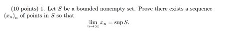 Solved Points Let S Be A Bounded Nonempty Set Chegg