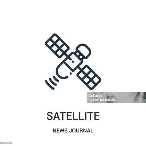 뉴스 저널 컬렉션에서 위성 아이콘 벡터 얇은 라인 위성 개요 아이콘 벡터 일러스트 레이 션입니다 웹 및 모바일 앱 로고 인쇄 미디어에 사용할 선형 기호입니다 0명에 대한