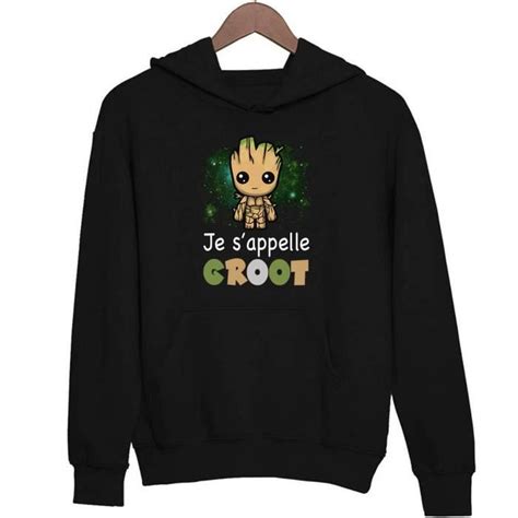 Sweat à Capuche Homme Je Sappelle Groot Modèle Design Le Plus Mignon