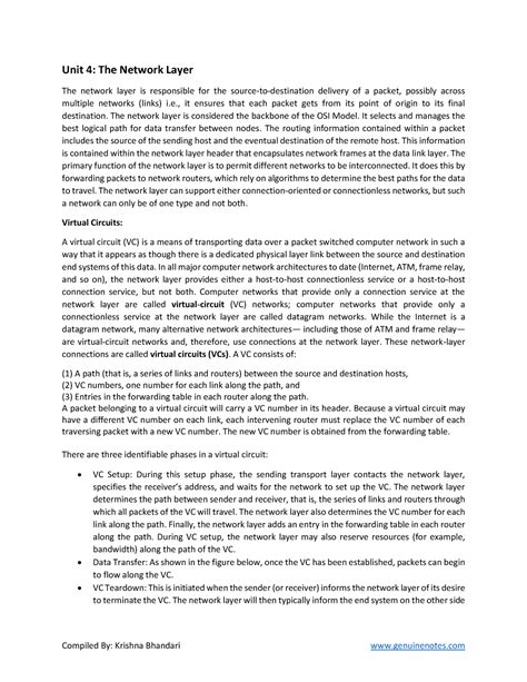 Unit The Network Layer Unit The Network Layer The Network Layer Is Responsible For The