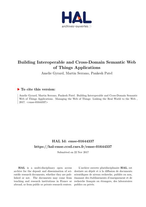 pdf building interoperable and cross domain semantic web of things