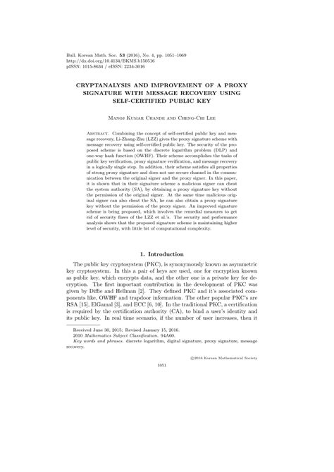 Pdf Cryptanalysis And Improvement Of A Proxy Signature With Message