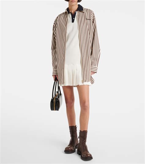 Abito Corto In Cotone In Bianco Miu Miu Mytheresa