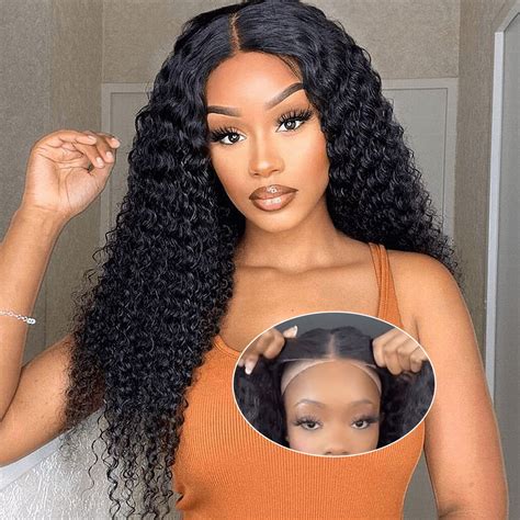 Grace Length Wear And Go Glueless Wigs Human Hair Kinky Curly 4x4 Lace
