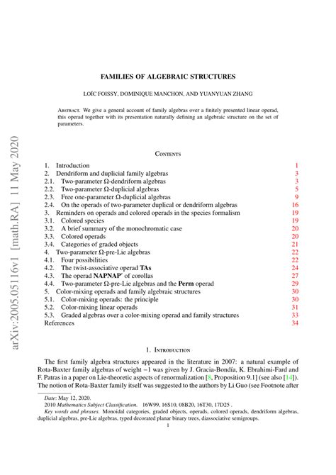 PDF Families Of Algebraic Structures
