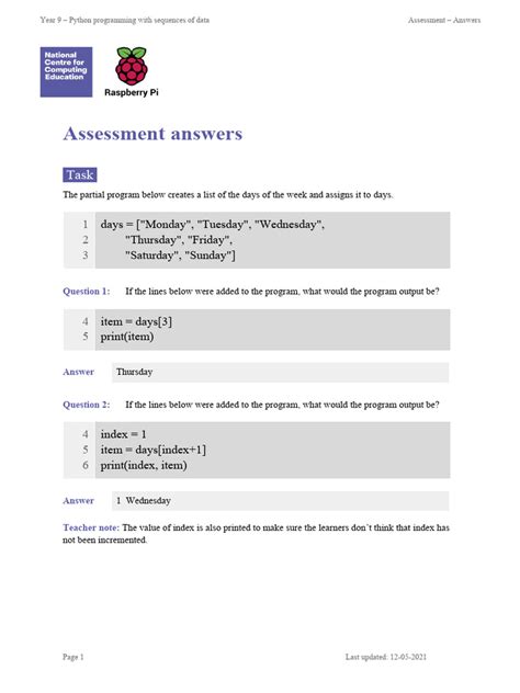 Computer Science Exam Answer Python Programming With Sequences Of Data