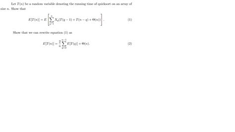 Solved Let T N Be A Random Variable Denoting The Running Chegg