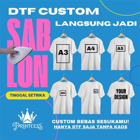 Jual Dtf Sablon Sticker A3 A4 A5 A6 And A7 Satuan Custom Tinggal Setrika Di Kaos Tas Dll