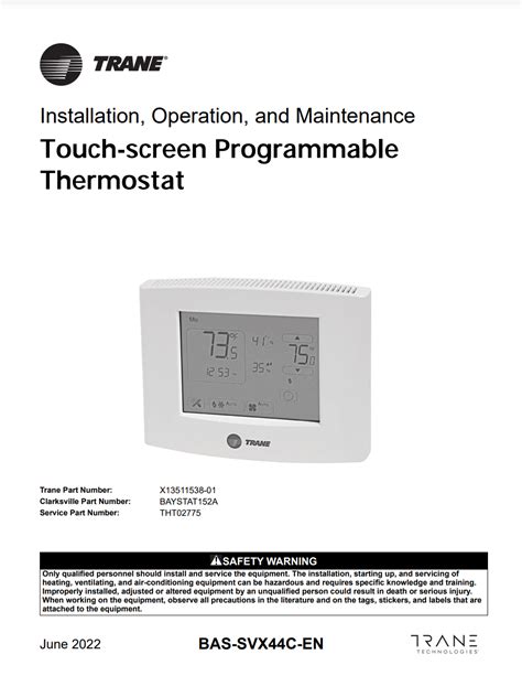Trane Programmable Thermostat Instructions