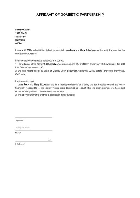 Affidavit Marriage Template