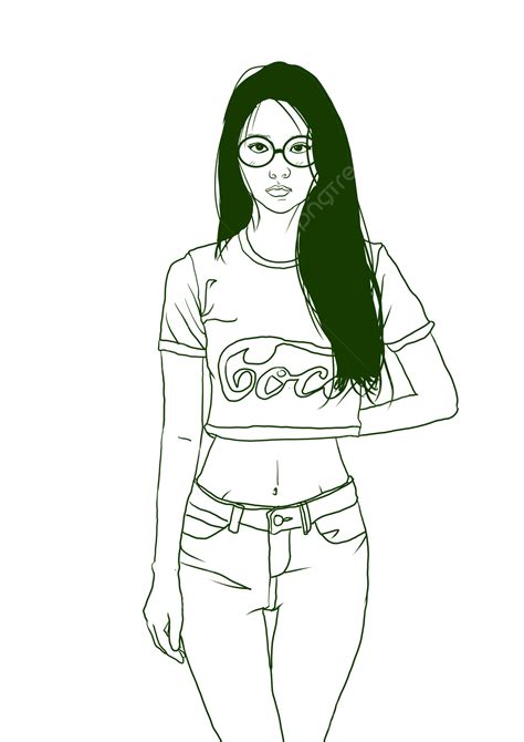 Sexy Girl Outline Drawing