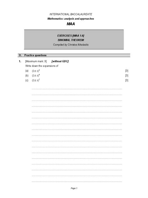 maa 1 6 binomial theorem pdf combinatorics mathematical concepts