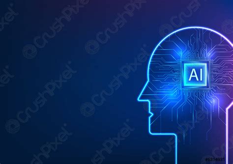 Robot Synergy Of Ai Technology Inside An Artificial Intelligence Microchip Stock Vector