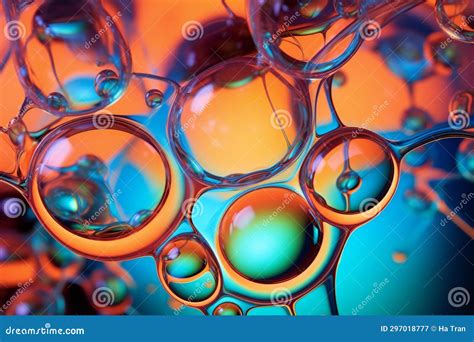 Colorful Abstract Background Of Oil Bubbles In Water Macro Shot Stock