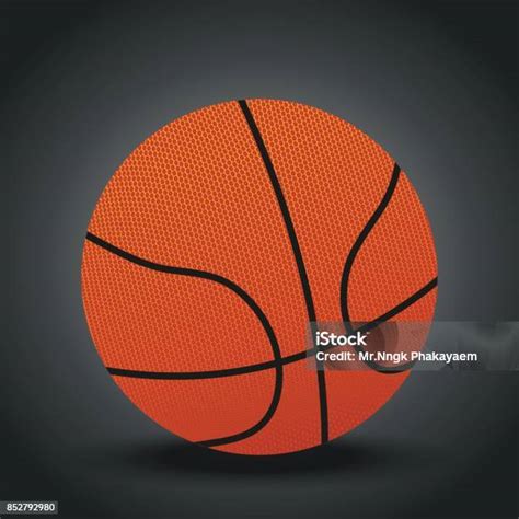 Desain Bola Basket Realistis Terisolasi Dengan Latar Belakang Abuabu Ilustrasi Stok Unduh