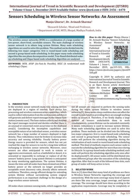 sensors scheduling in wireless sensor networks an assessment pdf